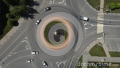 4k Footage of a Drone Hovering Over a Ring Road with Cars Passing ...