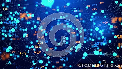 4K Loop Digital Network Data Nodes Transforming and Connection Lines ...