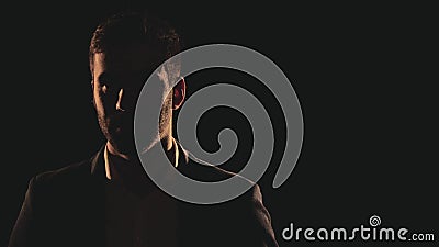 4k Slow Motion Video of Male Face in Shadow. Stock Video - Video of ...