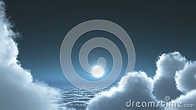 4k Timelapse Night Flight in Clouds Mass,moon & Heaven Sky,high ...