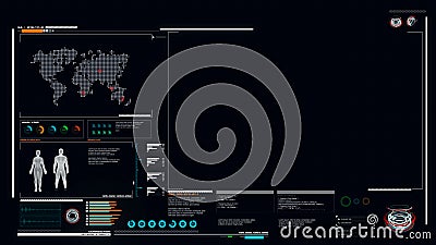 4K UI User Interface Dark Blue Background with Graph Bar Infographic ...
