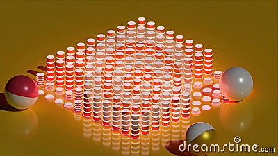 4K Video Animation of Abstract Multiple Balls Moving Over the Neon ...