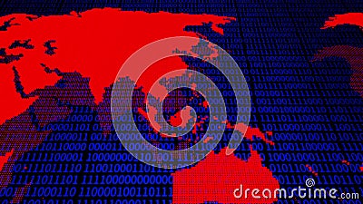 4k World Map Dots Concept,binary Code,Digital Marketing Business ...