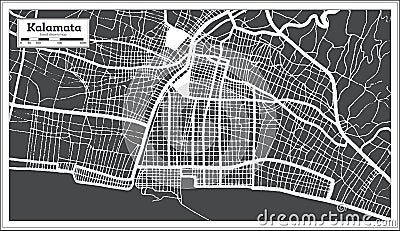 Kalamata Greece City Map In Retro Style. Outline Map Vector ...