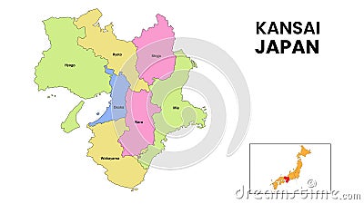 Kansai Map. State And District Map Of Kansai. Detailed Colourful Map Of ...
