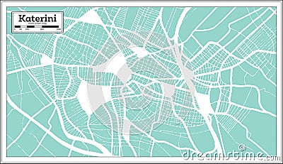 Katerini Greece City Map In Retro Style. Outline Map Vector ...