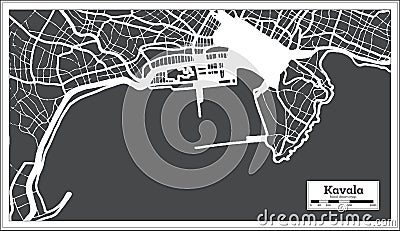Kavala Greece City Map In Retro Style. Outline Map Cartoon Vector ...