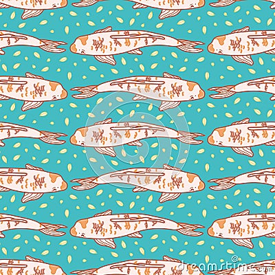 Kawaii Koi Fish Vector Repeat Pattern | CartoonDealer.com #175949138