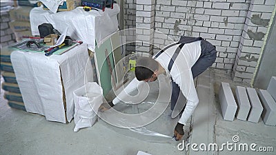 Keeping Workplace Clean at Construction Site Stock Video - Video of ...