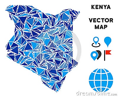 Blue Triangle Kenya Map Cartoon Vector | CartoonDealer.com #120980195