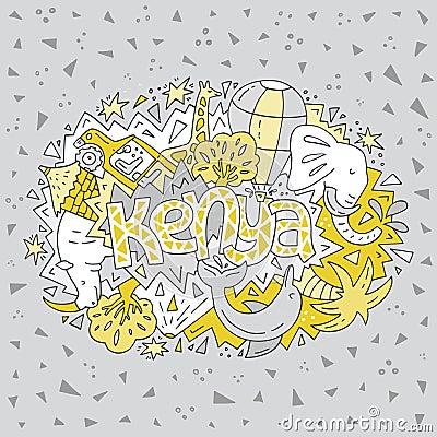 Kenya Symbols Illustration Cartoon Vector | CartoonDealer.com #90296047