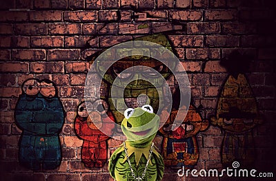 Kermit Tattoos Graffiti Sesame Treet Brick Wall Gangster Cool Frog ...