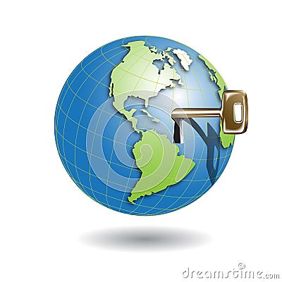 Lock and Key Globe stock vector. Illustration of protection - 25116166