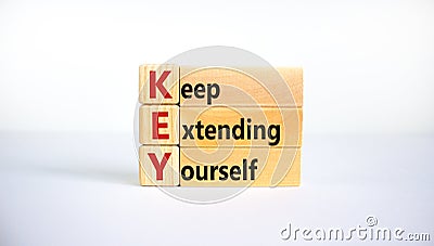 KEY, Keep Extending Yourself Symbol. Wooden Blocks With Words `KEY ...