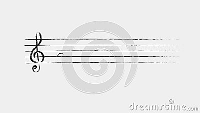 Key and Musical Pentagram Whit Black White Notes Stock Video - Video of ...