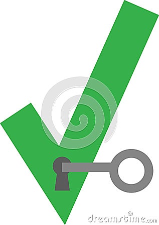 Key Unlocking Check Mark Keyhole Vector Illustration | CartoonDealer ...