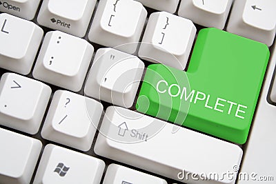 Keyboard With Green COMPLETE Button Stock Images - Image: 4449124