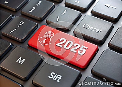 Keyboard Highlighted 2025 Start Button Symbolizing New Beginnings ...