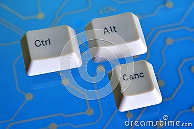 Keyboard Keys Form The Word CTRL ALT CANC On Blue Electric Circuit In ...