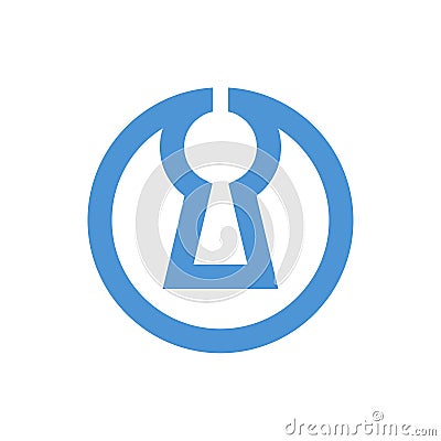 Keyhole Logo Icon Design Template Elements, Line Art Style Illustration ...