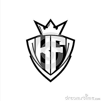 KF Letter Logo With Sharp Triangle Shield Shape With Crown Inside White ...