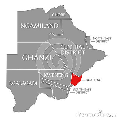 Kgatleng Red Highlighted In Map Of Botswana Stock Illustration ...