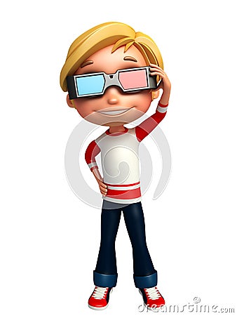 Kid Boy With 3D Gogal Royalty-Free Cartoon | CartoonDealer.com #77505344