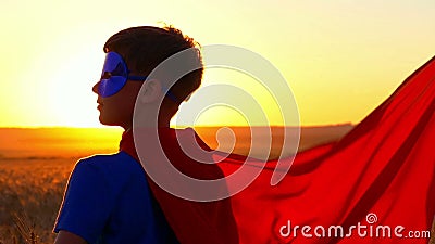 Kid Boy Dressed In A Superman Costume Staring Into The Distance At ...