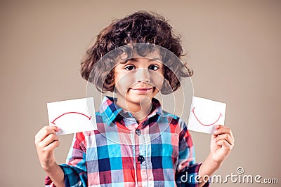 Kid Boy Select Between Positive And Negative Expressions Royalty-Free ...