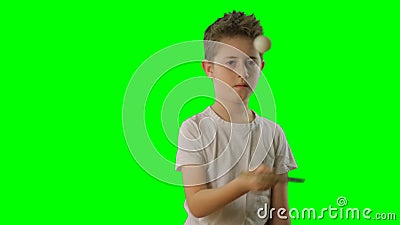 Kid Juggles the Ping Pong Ball. Green Screen Stock Video - Video of ...