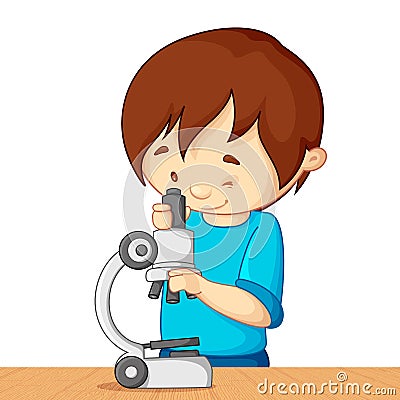 Kid With Microscope Cartoon Vector | CartoonDealer.com #25263331