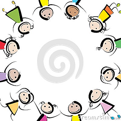 Kids In A Circle Cartoon Vector | CartoonDealer.com #31121269