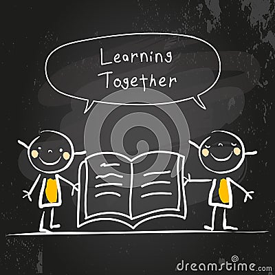 Kids Learning Together Cartoon Vector | CartoonDealer.com #87786939