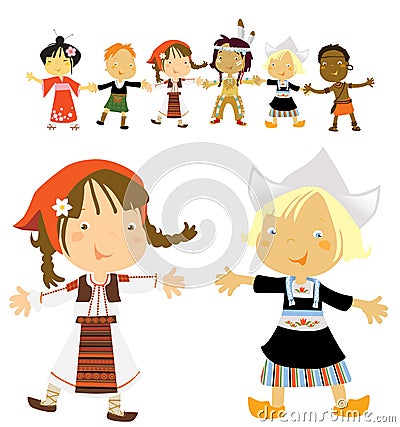 Kids Multicultural Cartoon Vector | CartoonDealer.com #20289039