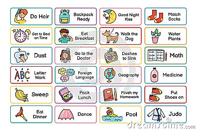 Kids Daily Routine Chores Collection. Responsibilities List For The ...