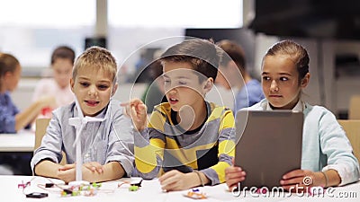 Kids with Tablet Pc Programming at Robotics School Stock Video - Video ...
