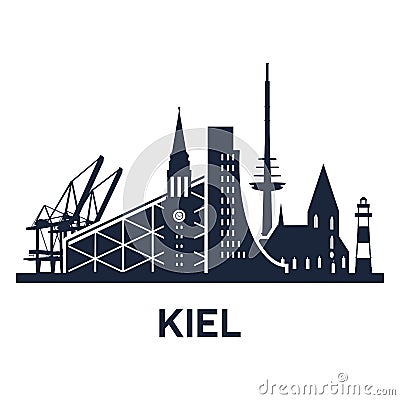 Kiel City Skyline Cartoon Vector | CartoonDealer.com #61873611
