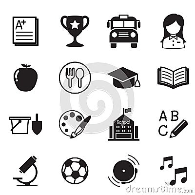 Kindergarten School Education Icons Vector Illustration Symbol Stock ...