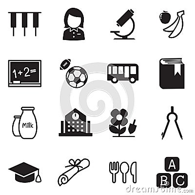 Kindergarten School Education Icons Vector Illustration Symbol 2 Stock ...