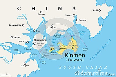 Kinmen, Or Also Quemoy, Island Group Governed By Taiwan, Political Map ...
