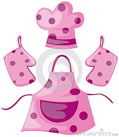 Kitchen Glove And Apron And Chef Hat Cartoon Vector | CartoonDealer.com ...