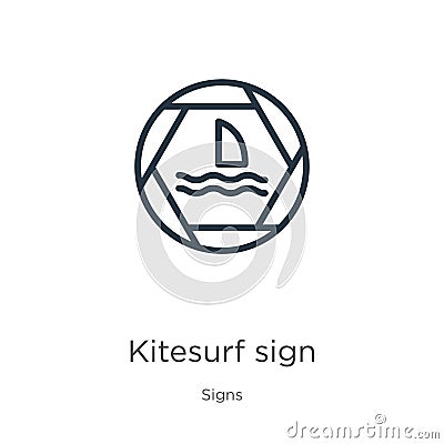 Kitesurf Sign Icon. Thin Linear Kitesurf Sign Outline Icon Isolated On ...