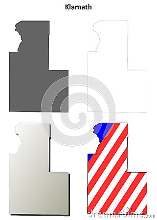 Klamath County, Oregon Outline Map Set Vector Illustration ...