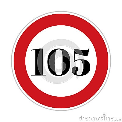 105 Kmph Or Mph Speed Limit Sign Icon. Road Side Speed Indicator Safety ...