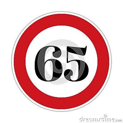 65 Kmph Or Mph Speed Limit Sign Icon. Road Side Speed Indicator Safety ...
