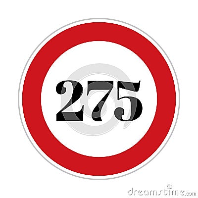 275 Kmph Or Mph Speed Limit Sign Icon. Road Side Speed Indicator Safety ...