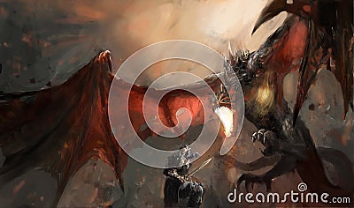 Knight Fighting Dragon Royalty Free Stock Photos - Image: 36696348