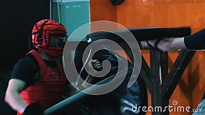 Two Men Knightes Having A Training Fight Stock Video - Video of ...