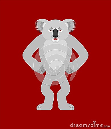 Koala Angry. Koala Bear Evil. Beast Aggressive. Vector Illustration ...