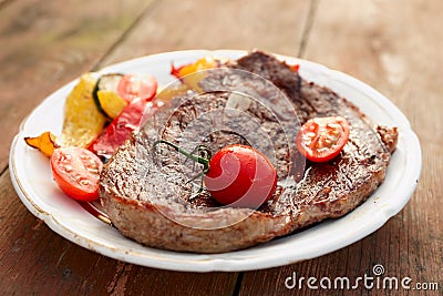 Kobe Beef Ribeye Steak With Grilled Vegetables Stock Images - Image ...